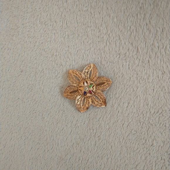 Jewelry | Vintage Order Of The Eastern Star Masonic Flower Pin J1 ...